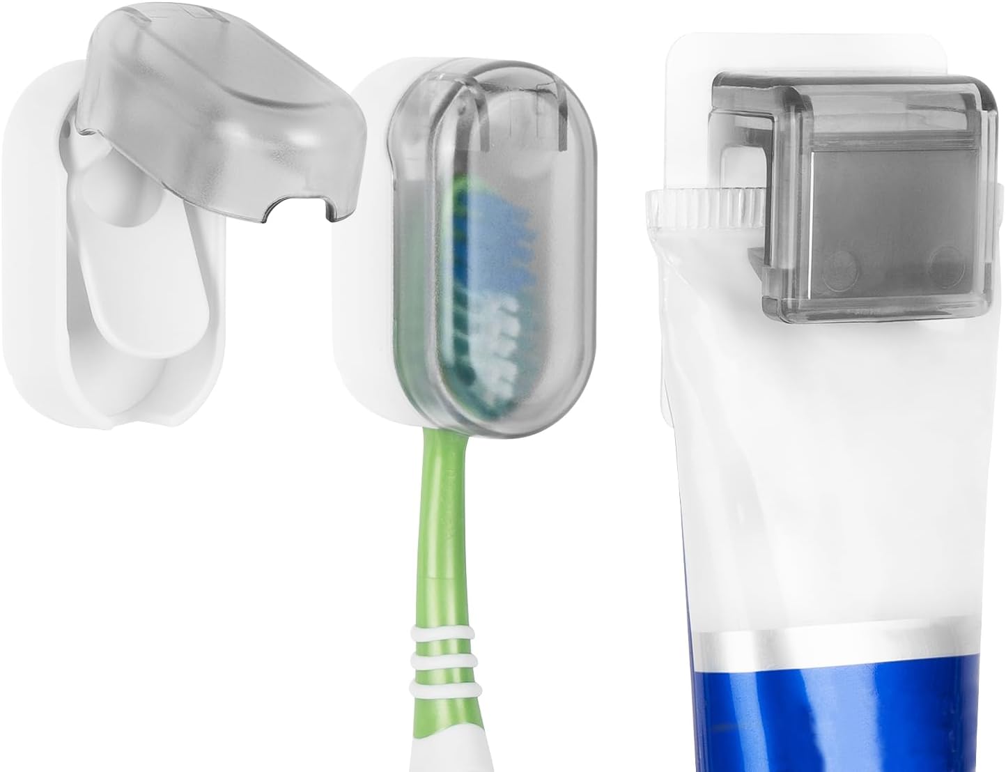 Amazon.com: 2Pack Toothbrush Holder Wall Mounted with Cover for ...