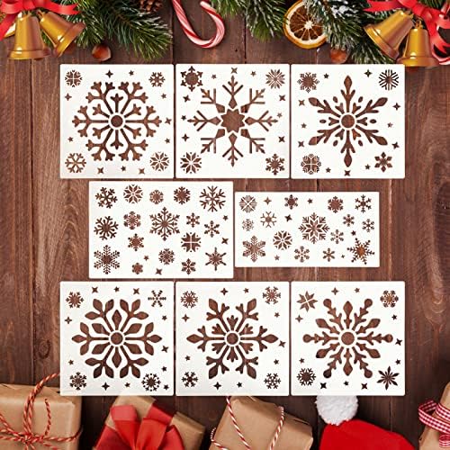 Qpout 22 PCS Large Snowflake Stencils, 7.8x7.8 inch Christmas Snowflake ...