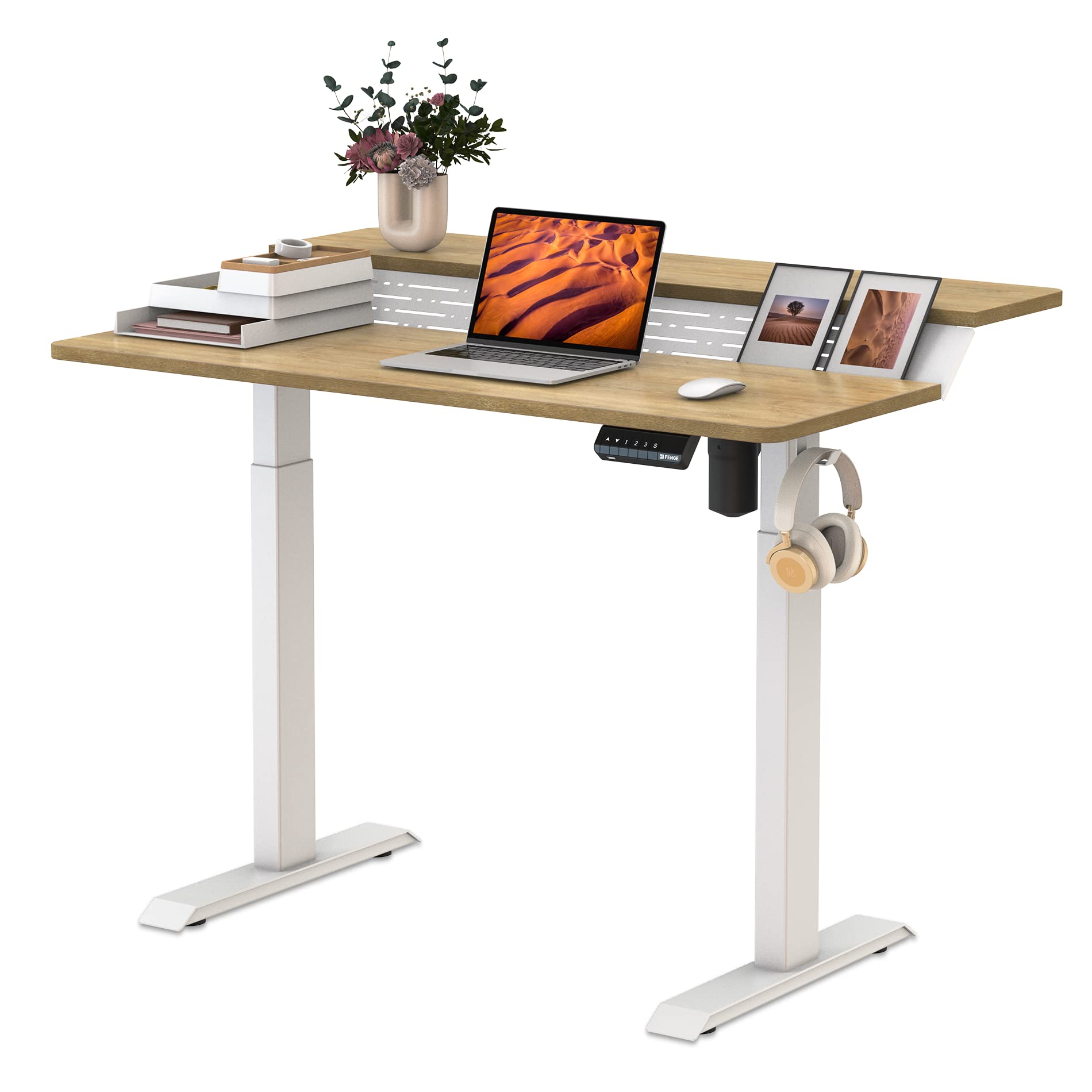 Buy Fenge 2 Tiers Electric Standing Desk with USB Port,120×73.5 cm ...