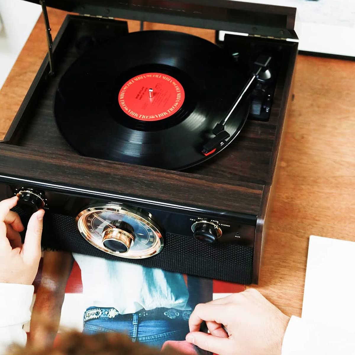 Victrola Wood Metropolitan Mid Century Modern Bluetooth Record Player ...