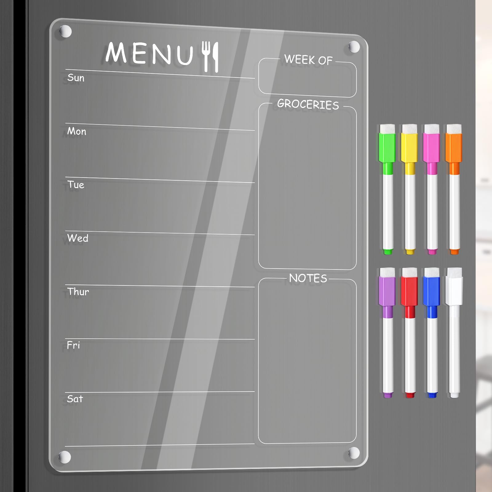 Amazon.com : Acrylic Menu Board for Kitchen Weekly Meal Planner ...