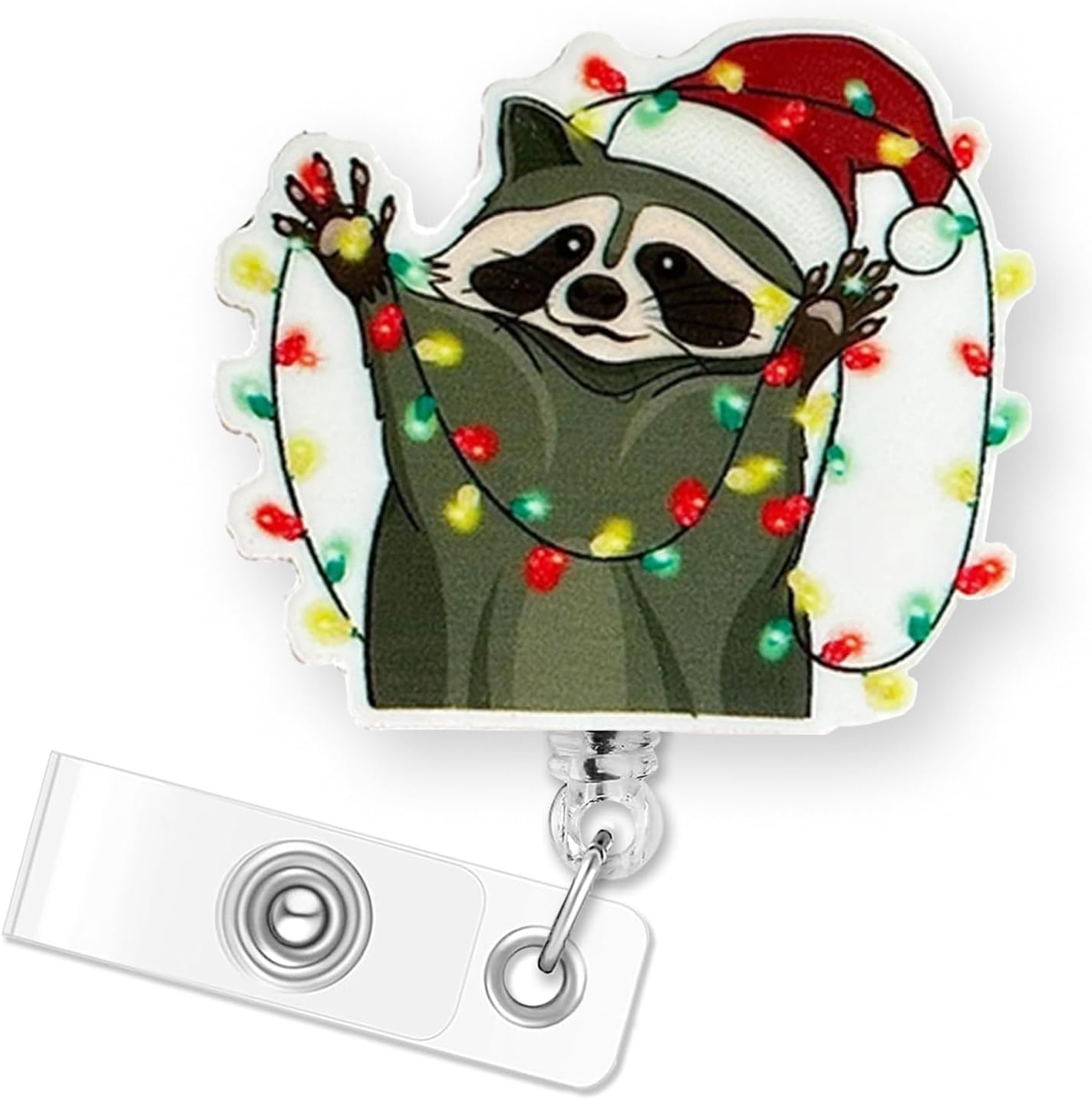 Amazon.com : Funny Christmas Raccoon Badge Reel Retractable for Nurse ...