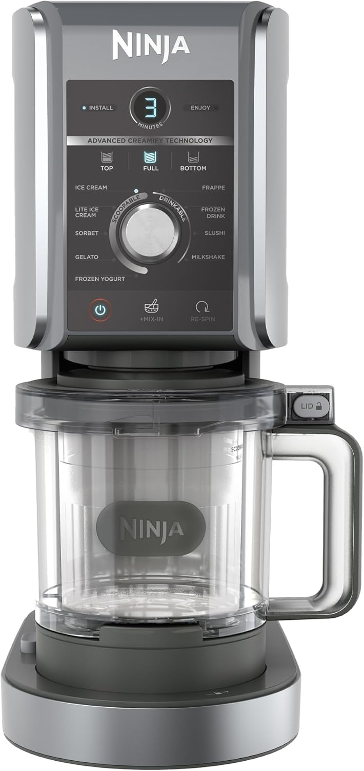 Ninja CREAMi Deluxe Ice and Ice Drink Machine with 3 Cups, 10 Functions ...