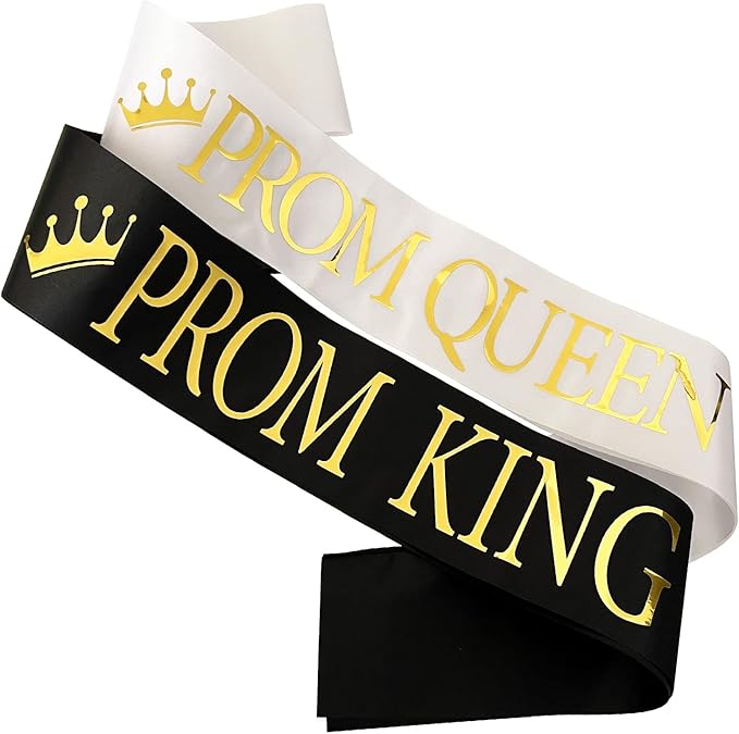 Amazon.com: Prom King and Prom Queen Sash, White and Black Sashes with ...