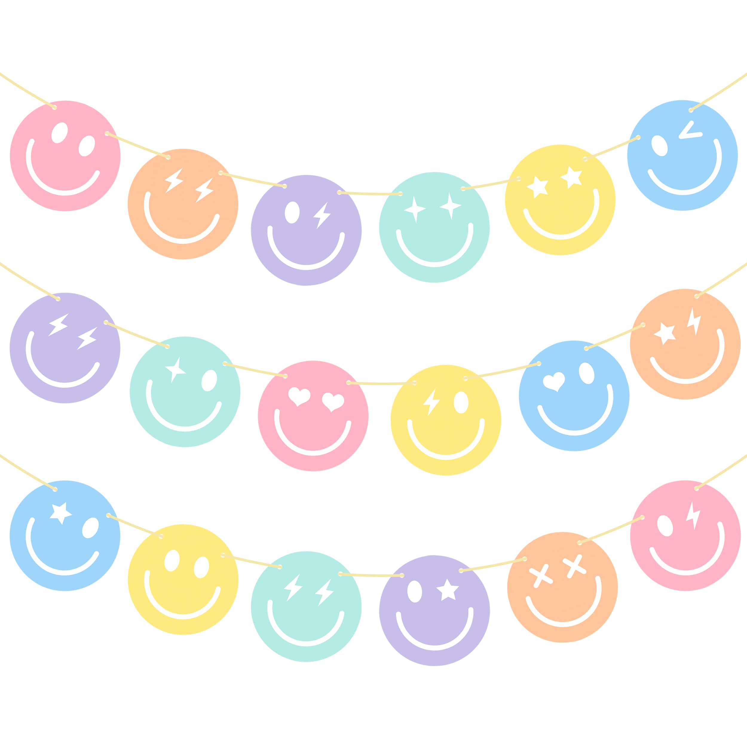 Amazon.com: Pastel Smile Face Banners 2Pcs Macaron Smile Face Party ...