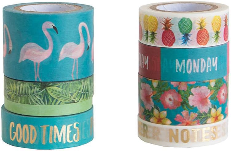 Amazon.com: 8pc Blue Tropical Flamingo Pineapple Washi Tape Assortment ...