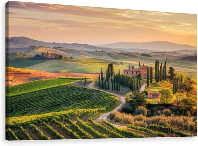 Amazon.com: Canvas Wall Art Prints Picture Tuscany landscape sunrise ...