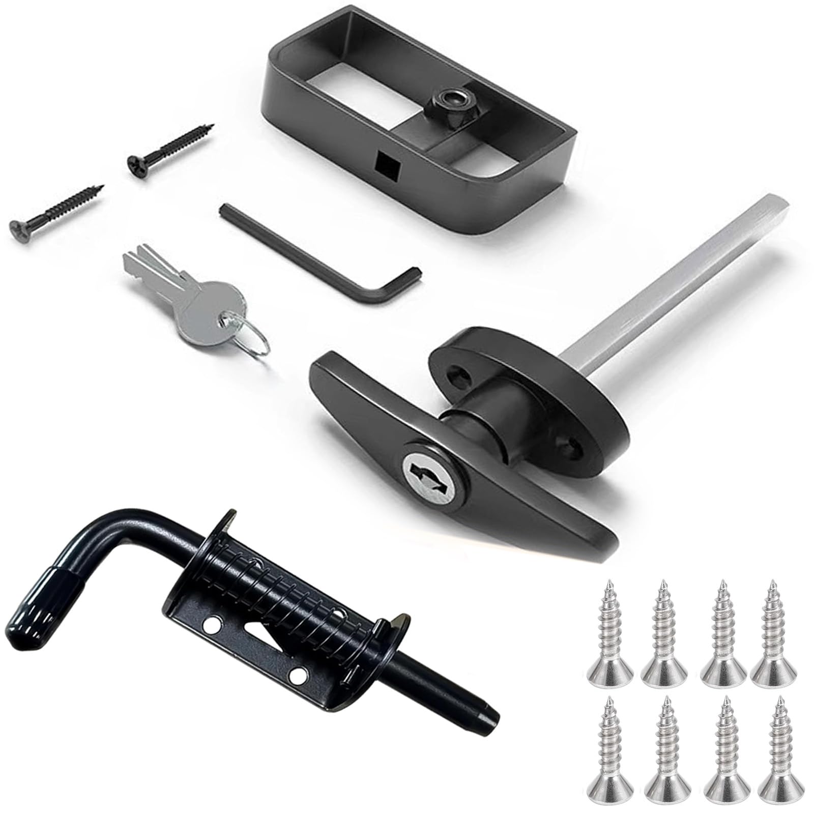 Amazon.com: Shed Door Latch T-Handle Lock Kit 4-1/2” Stem, 2 Keys and 5 ...
