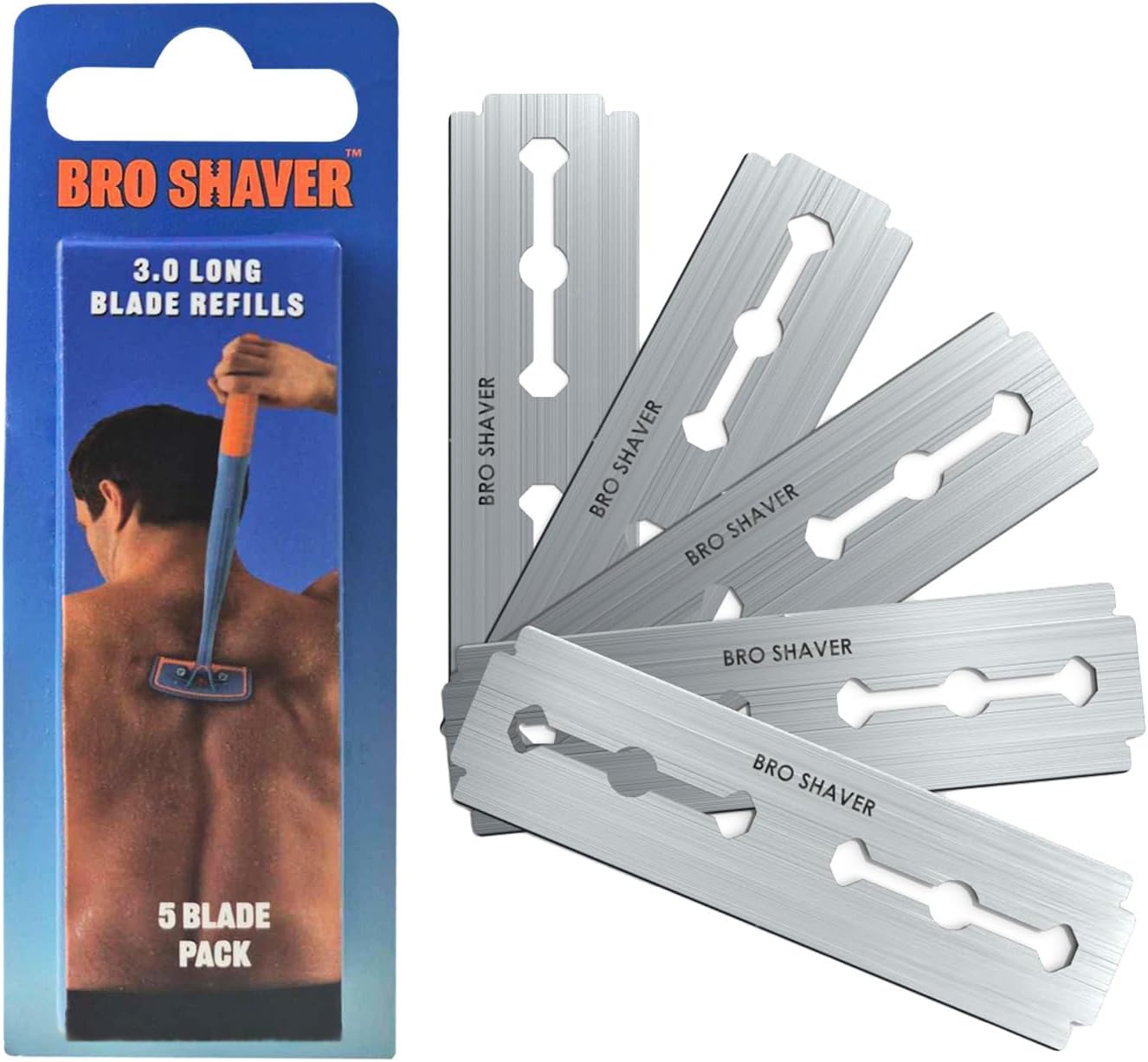 Amazon.com: BroShaver Double-Edge Back Hair Shaver Razor Blades, Extra ...