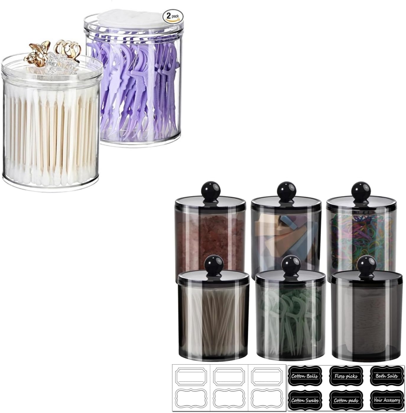 Amazon.com: SheeChung Qtip Holder Dispenser Clear Plastic Container for ...