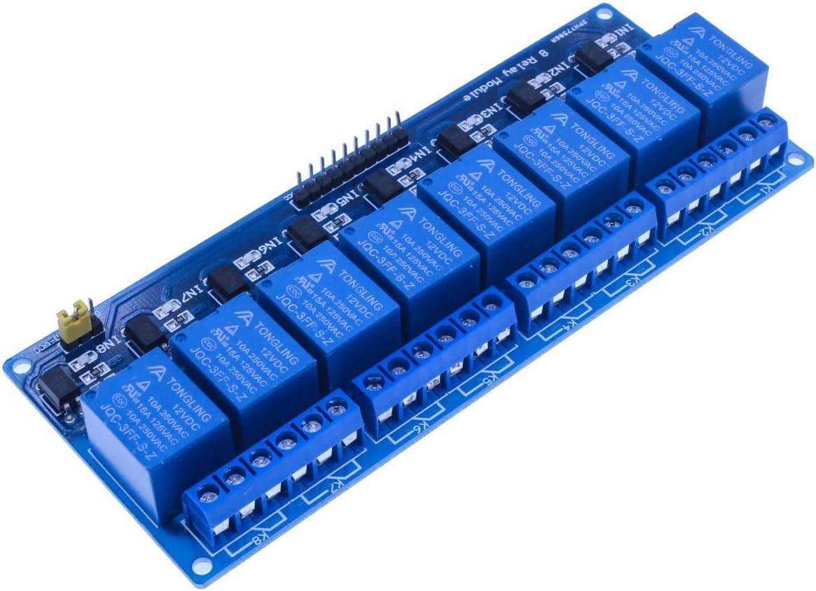REES52 12V 10A 8-Channel Relay Module Optocoupler Low Level Triger For ...
