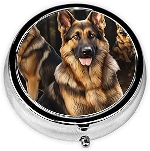 Amazon.com: German Shepherd Pill Box Metal Round Small Pill Case Cute 3 ...