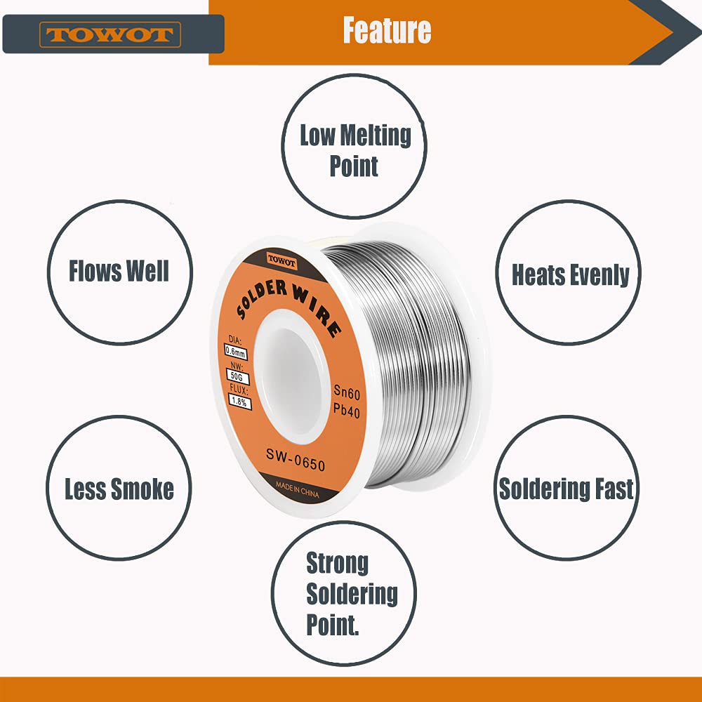 Snapklik.com : TOWOT Tin Lead Rosin Core Solder Wire For Electrical ...