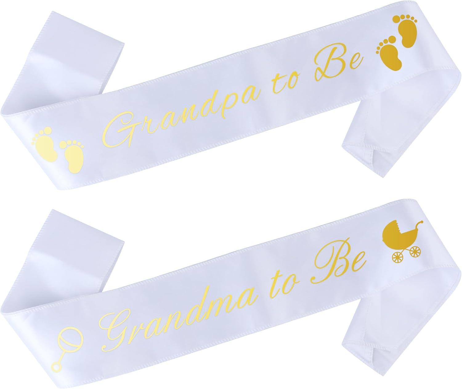 Amazon.com: Grandma to Be & Grandpa to Be Sash Set - White with Gold ...