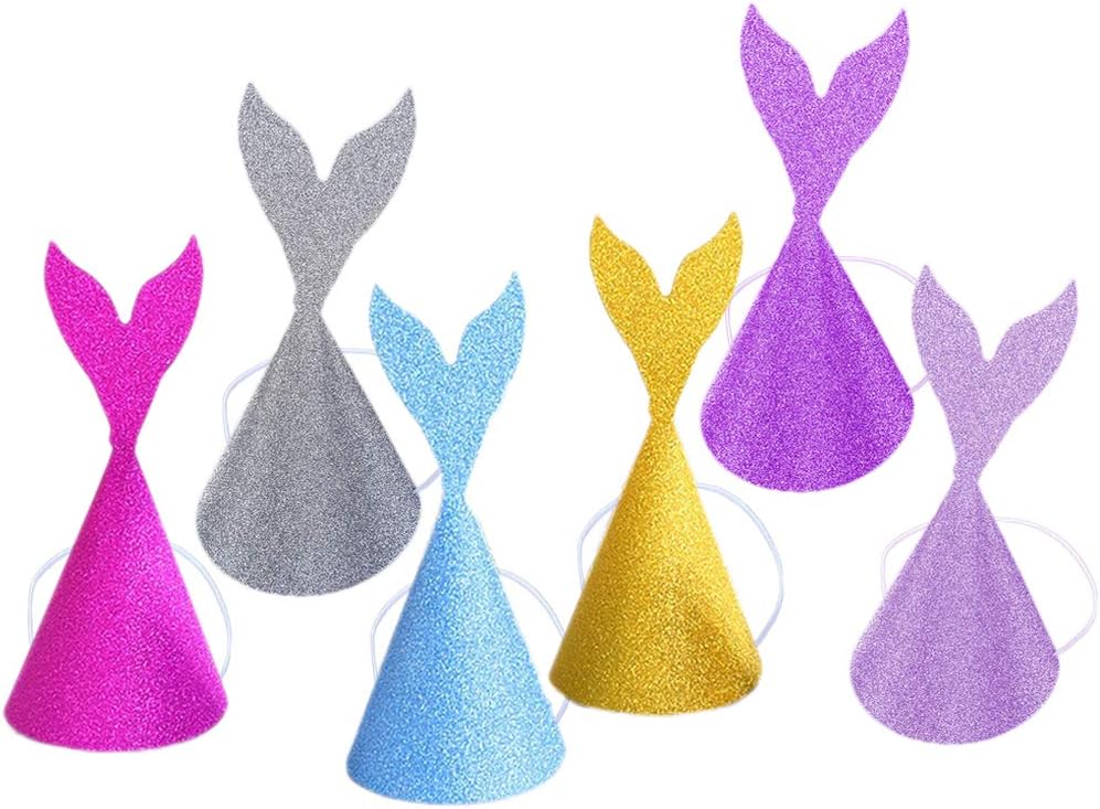 NUOBESTY 18pcs Glitter Mermaid Tail Paper Hat Mermaid Party Hat with ...