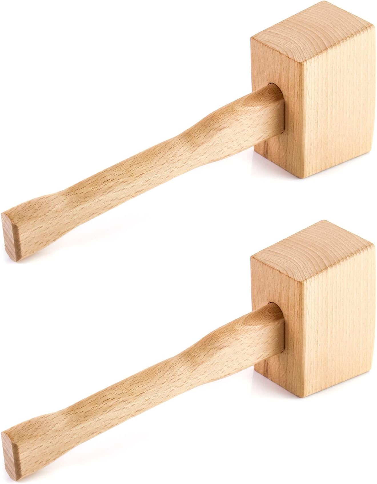 QWORK Wooden Mallet, 2 Pack 9.5" Manual Ice Hammer Mallet Beech Solid ...