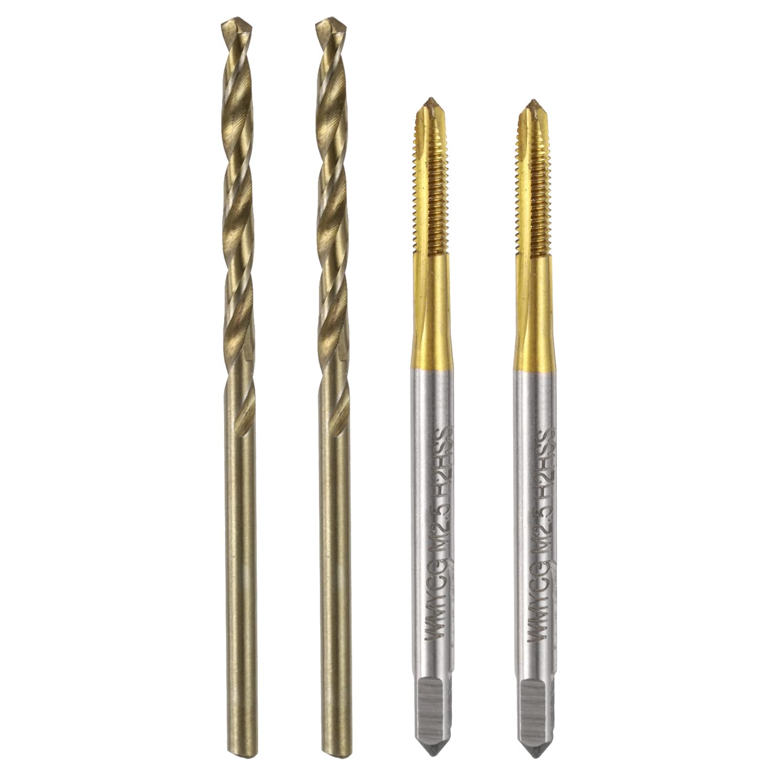 uxcell Metric Tap & Drill Bit Set, 2pcs M2.5 x 0.45 Spiral Point Thread ...