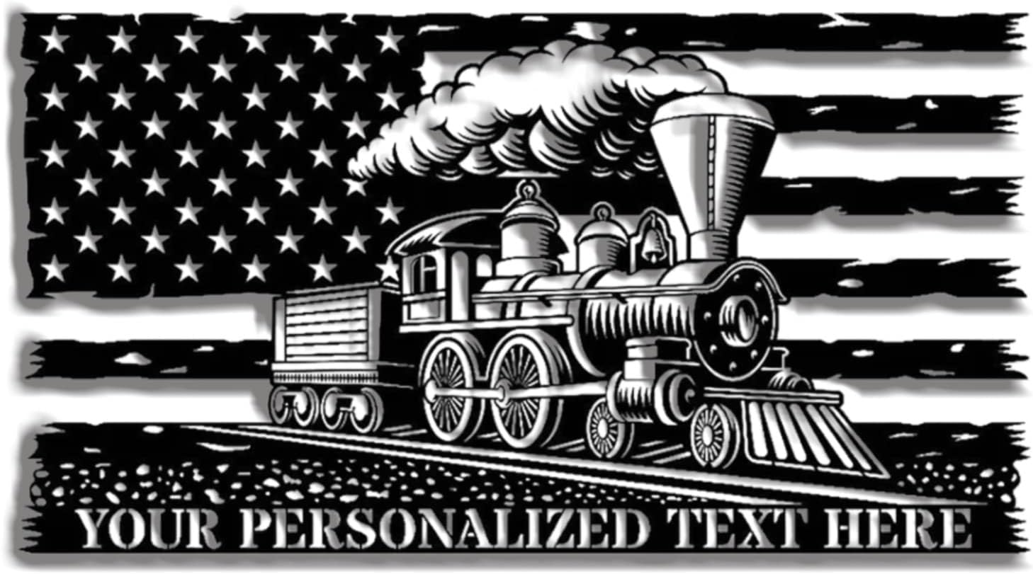 Amazon.com: Jenelle Arts Railroad Personalized Metal Sign, Train Metal ...