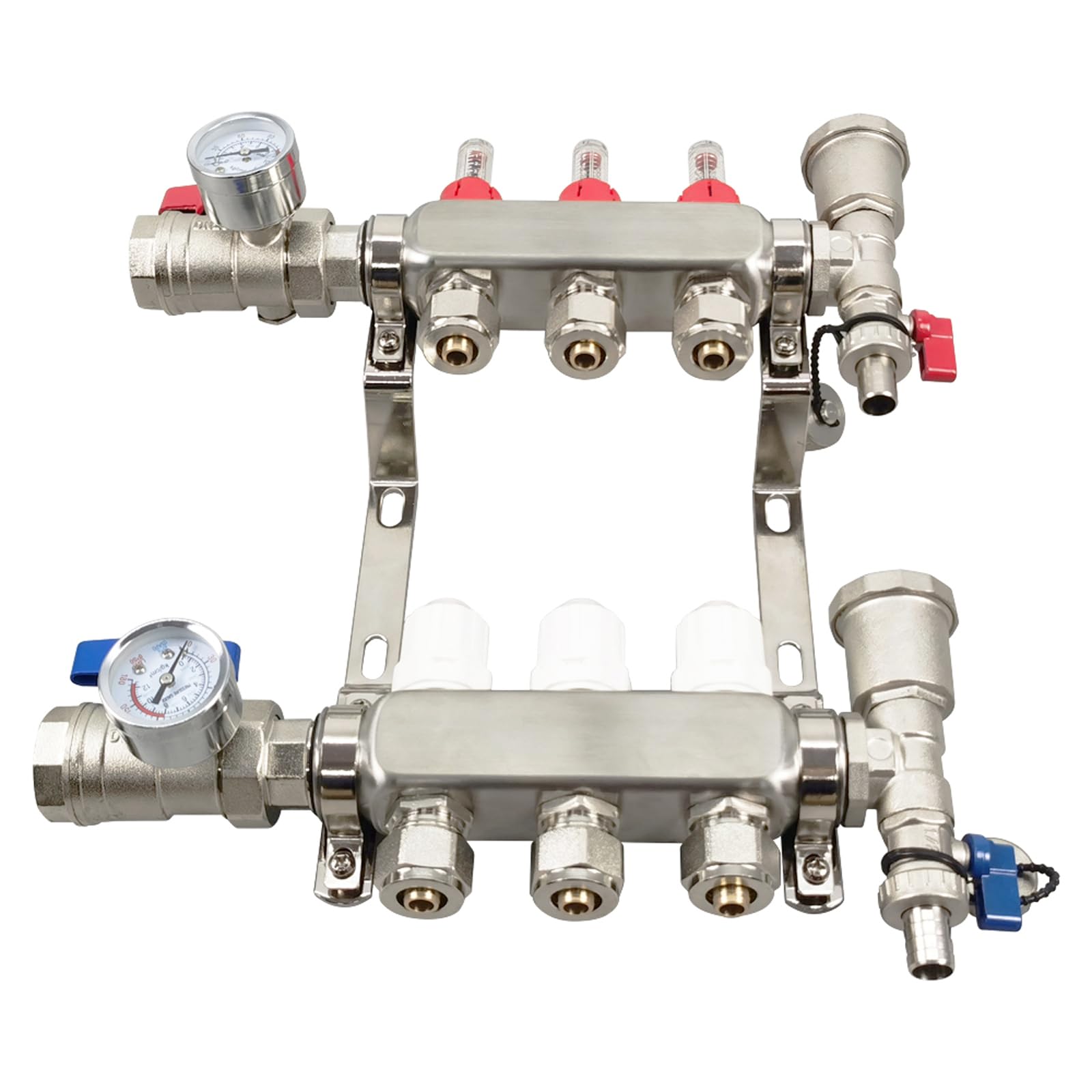 HQHAOTWU 3 Loops 1/2"PEX Radiant Floor Heating Manifold Set, 304 ...