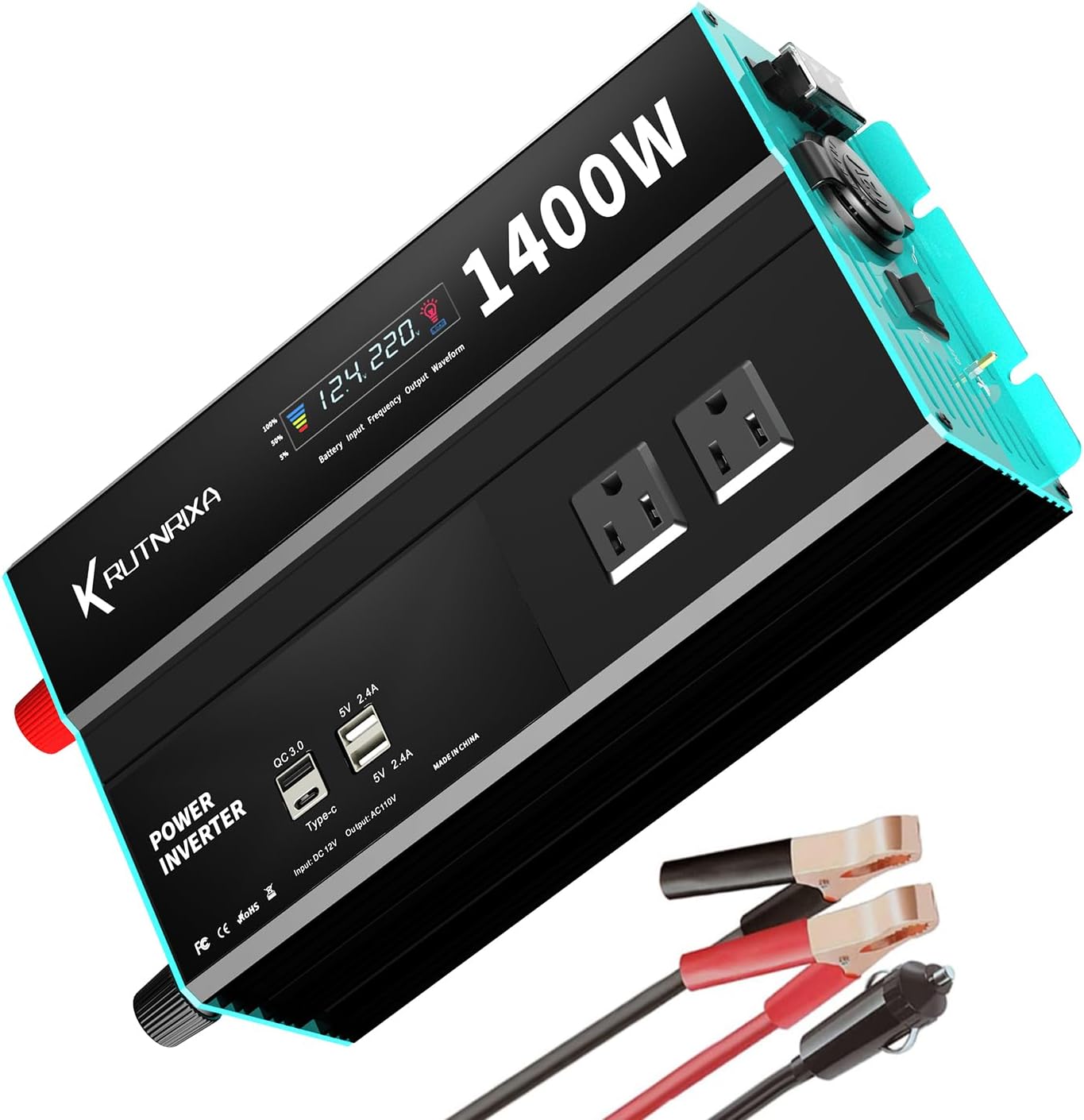 Amazon.com: RUTNRIXA Power Inverters 1400W 12V DC to 110V AC Converter ...