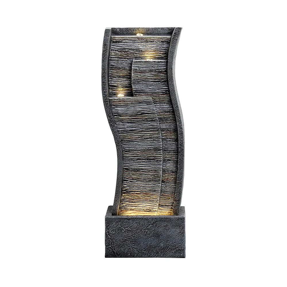 Buy watnature Contemporary Curves Indoor Outdoor Fountain with LED ...