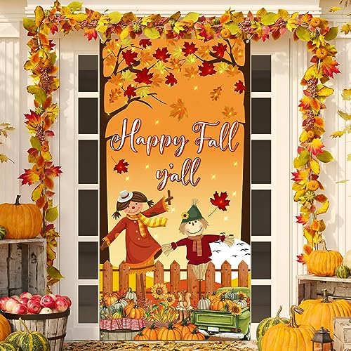 Amazon.com: Fall Y'all Door Cover, Happy Fall Y'all Party Decorations ...
