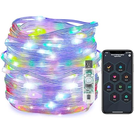 My Lighting Smart Fairy String Lights 10M,100 LED RGB Music Sync Color ...