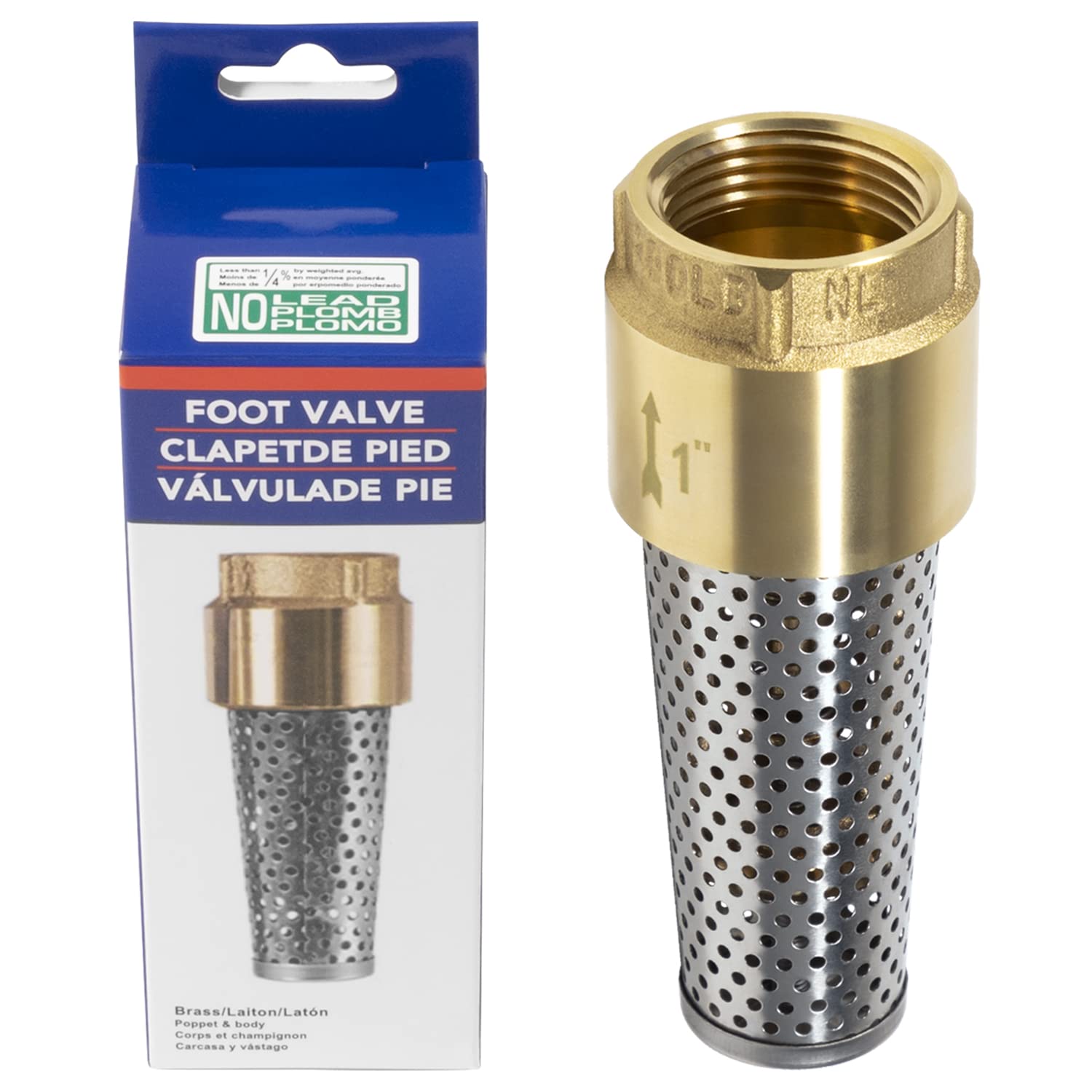 Snapklik.com : 1 Inch Foot Valve No-Lead Brass Heavy Duty Backflow ...
