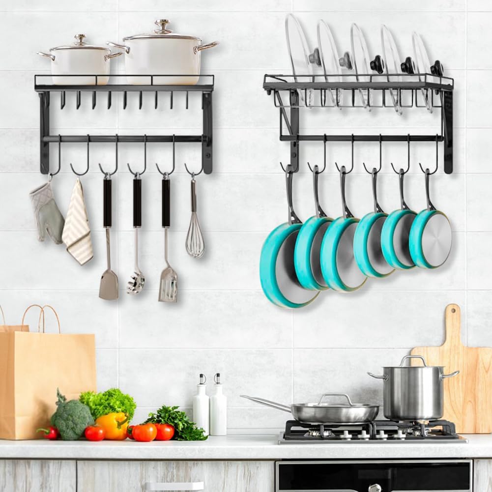 Amazon.com: XinTianZhiGuang Pot Racks Wall Mounted Set of 2, Hanging ...