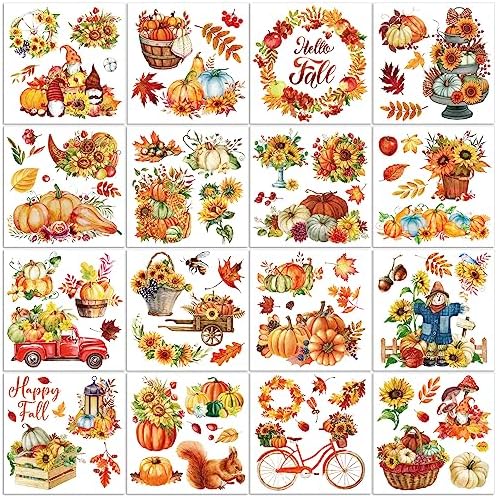 Amazon.com: Satinior 16 Sheets Fall Rub on Transfers for Crafts and ...