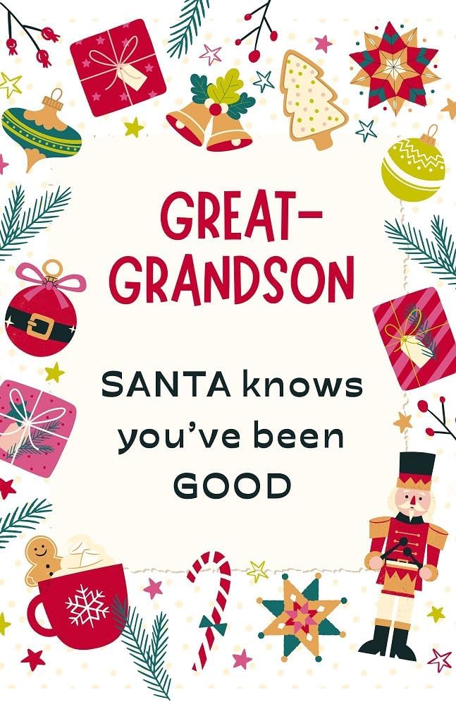 Amazon.com : Merry Christmas Great-Grandson Greeting Card - Santa Knows ...