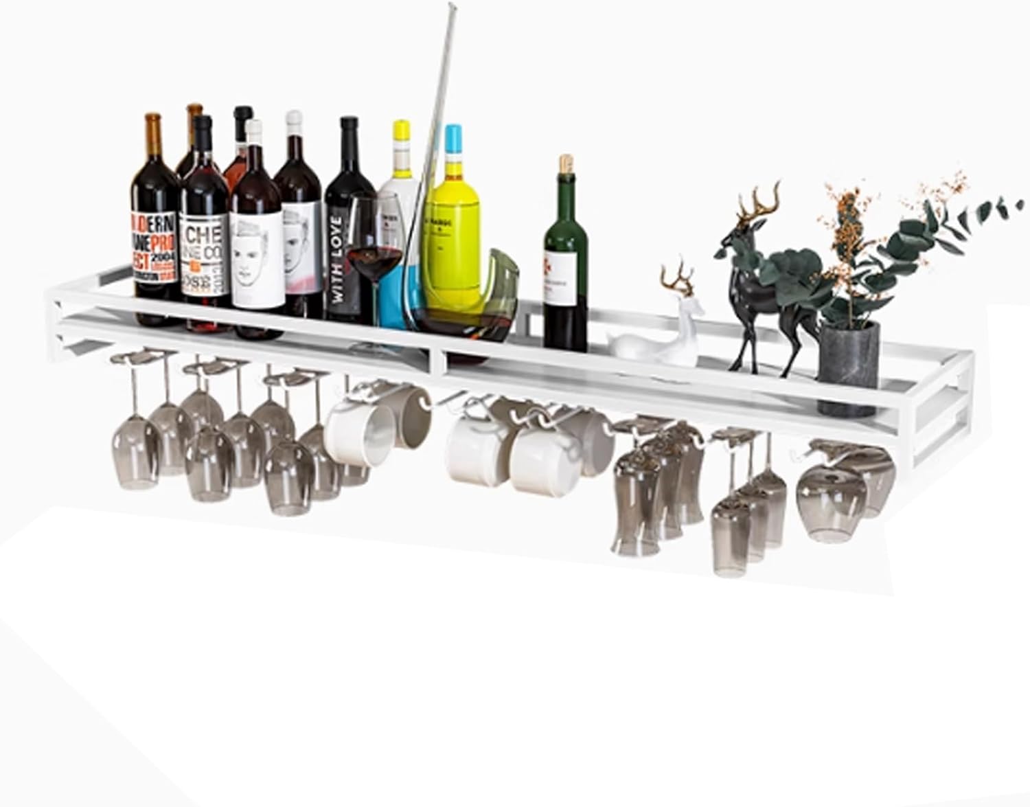 Metal Wine Rack Wall Mounted Floating Bar Shelves Liquor Shelf with ...
