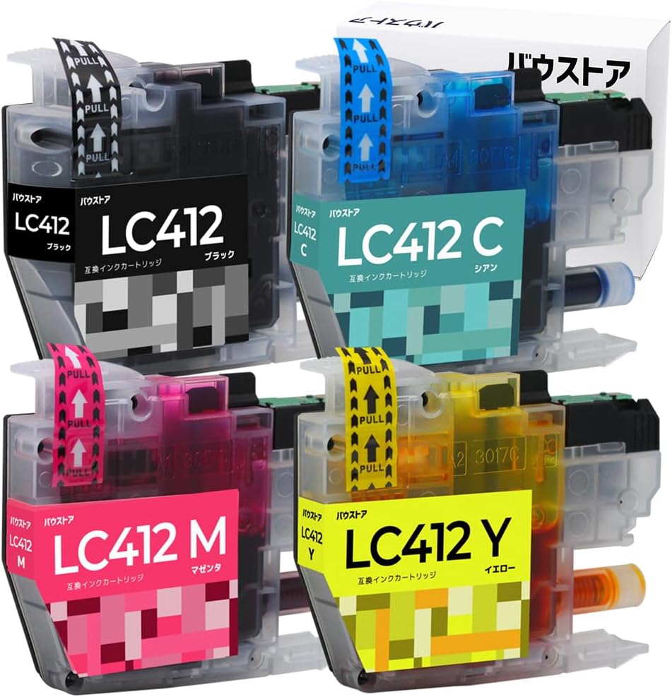 Amazon.co.jp: バウストア Brother LC412-4PK 染料 互換インクカートリッジ 4色 対応機種：MFC ...