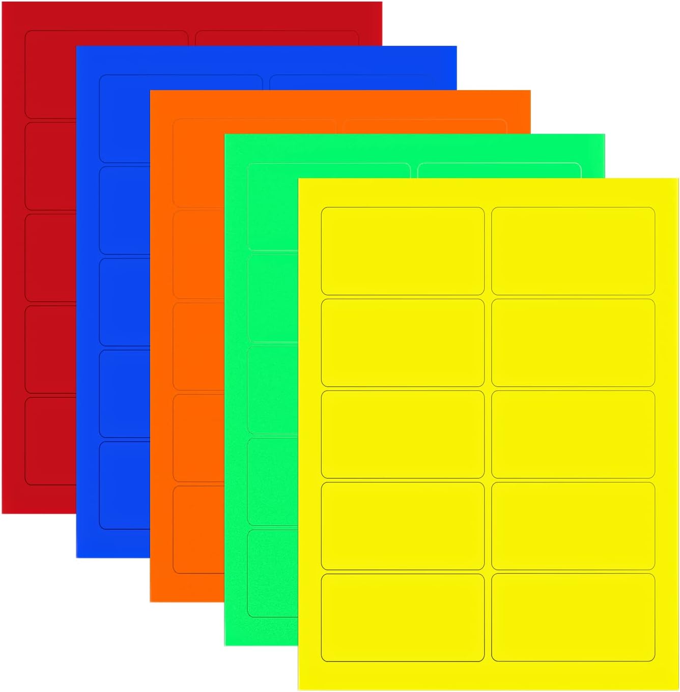 Amazon.com : Fluorescent Labels- 3.2" x 2"-10 Per Sheet-Bright Neon ...