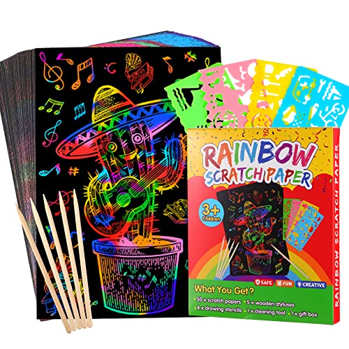 Best 50 Piece Rainbow Scratch Off Art for Kids Creativity | StylesDaddy