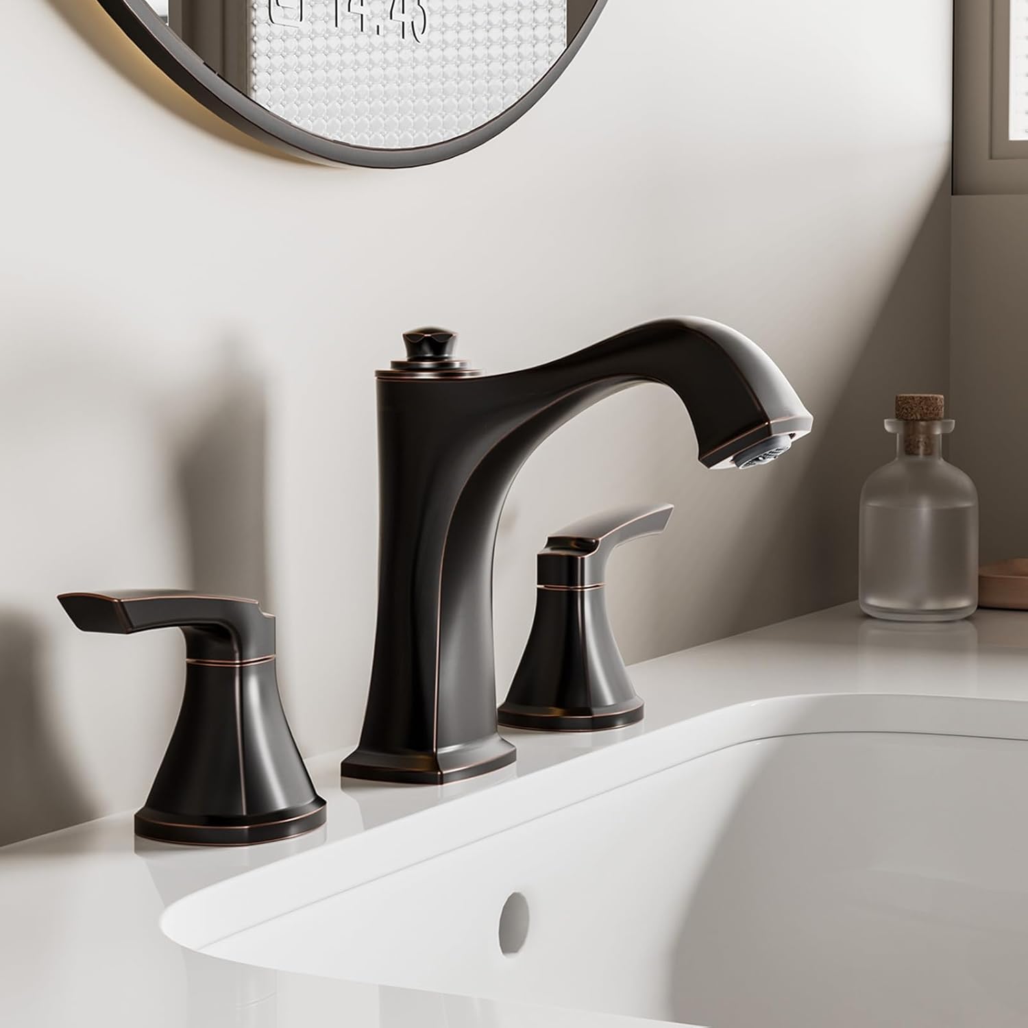 Oil Rubbed Bronze Bathroom Faucet 3-Hole, Sanliv Widespread Bathroom ...