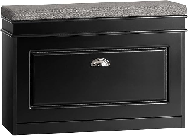 SoBuy Shoe Storage Bench with Seat Cushion - Narrow Shoe Cabinet with ...
