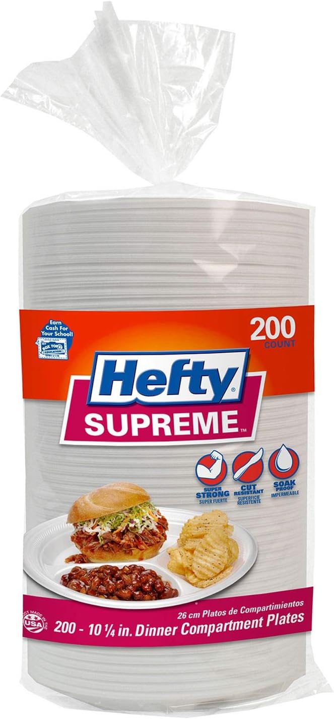 Amazon.com: Hefty Supreme 3-Section Foam Plate (200 ct.) : Health ...