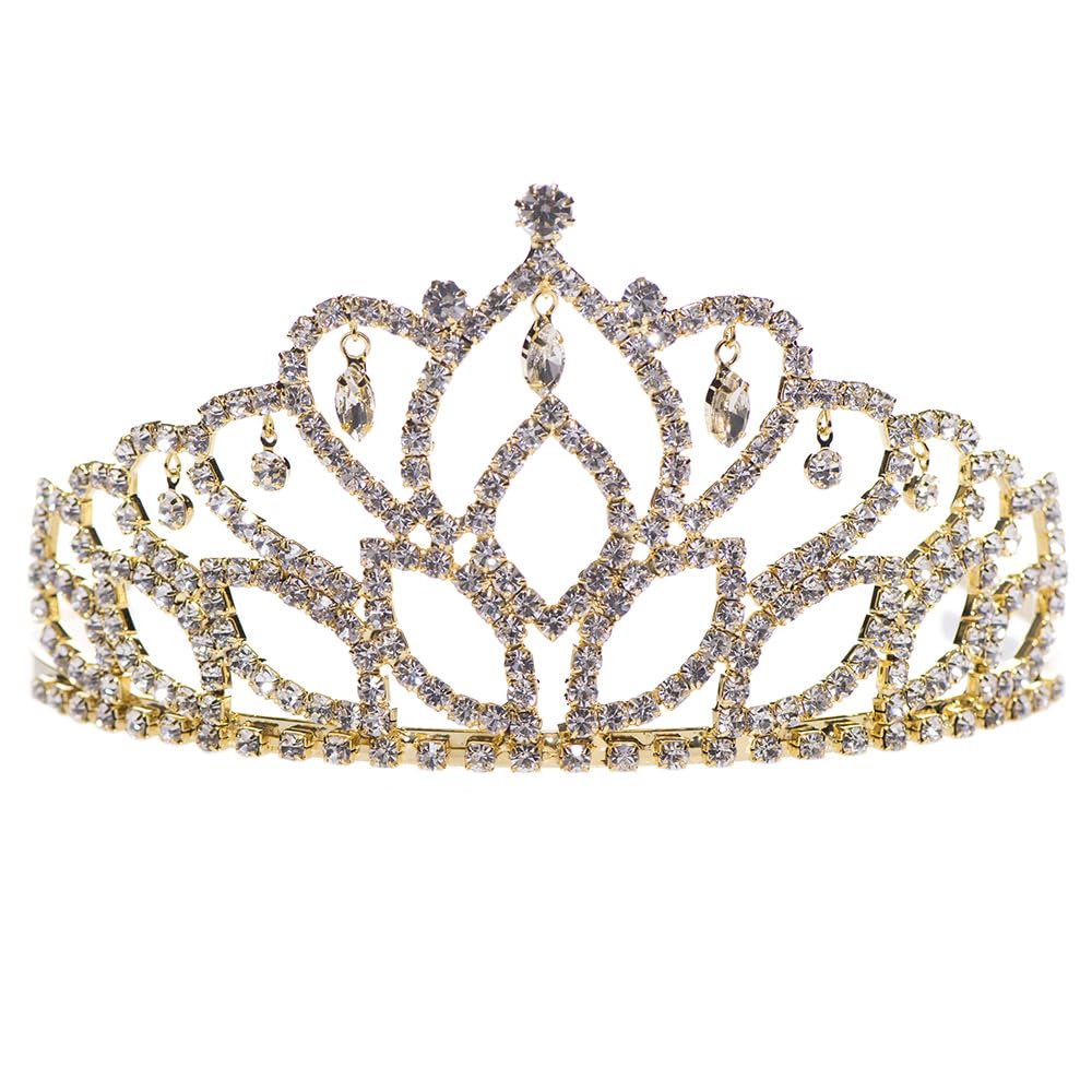 Amazon.com: Anderson's Mirabella Clear Rhinestone Gold Tiara, 2.875 ...