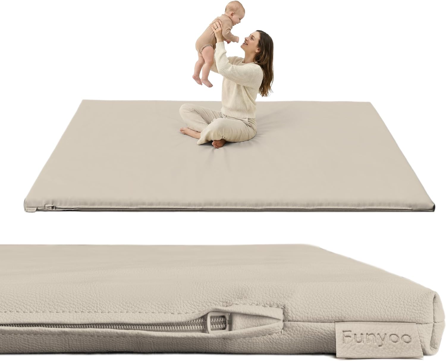 Amazon.com : Funyoo Vegan Leather Baby Play Mat, 71x59 Thicken Foam ...