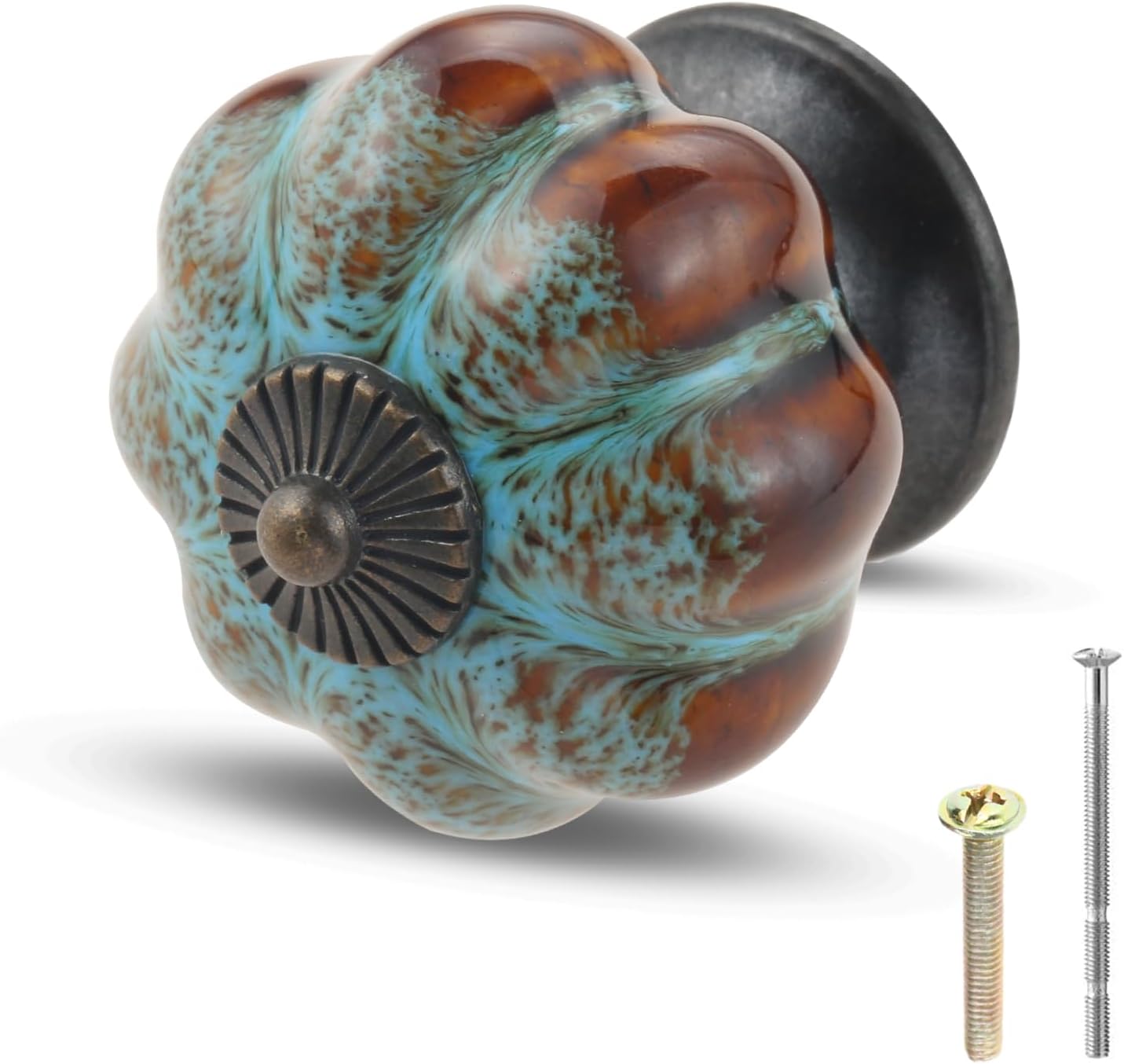 Perphin Vintage Round Cabinet Knobs Glazed Ceramic Round Knobs for Dresser Drawer, Antique ...