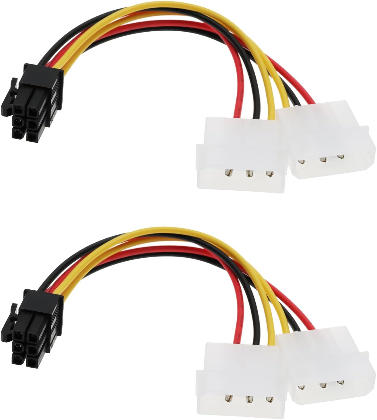 Create idea 2pcs PCI-E 6 Pin to Dual 4 Pin Molex Power Cable Adapter ...