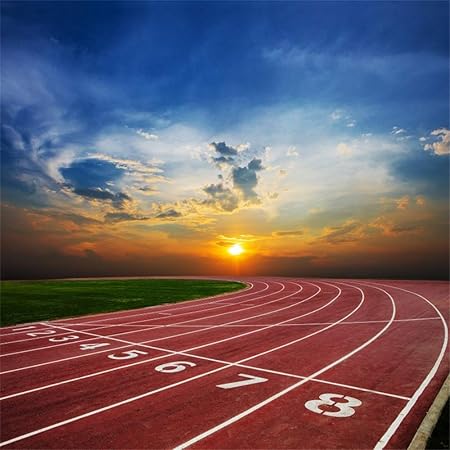 Amazon.com : YongFoto 7x5ft Running Track Backdrop Red Runway Green ...