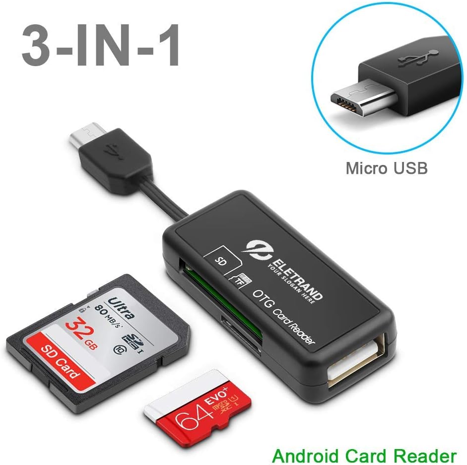 Amazon.com: Adaptador micro USB OTG a USB 2.0, conector de lector de ...