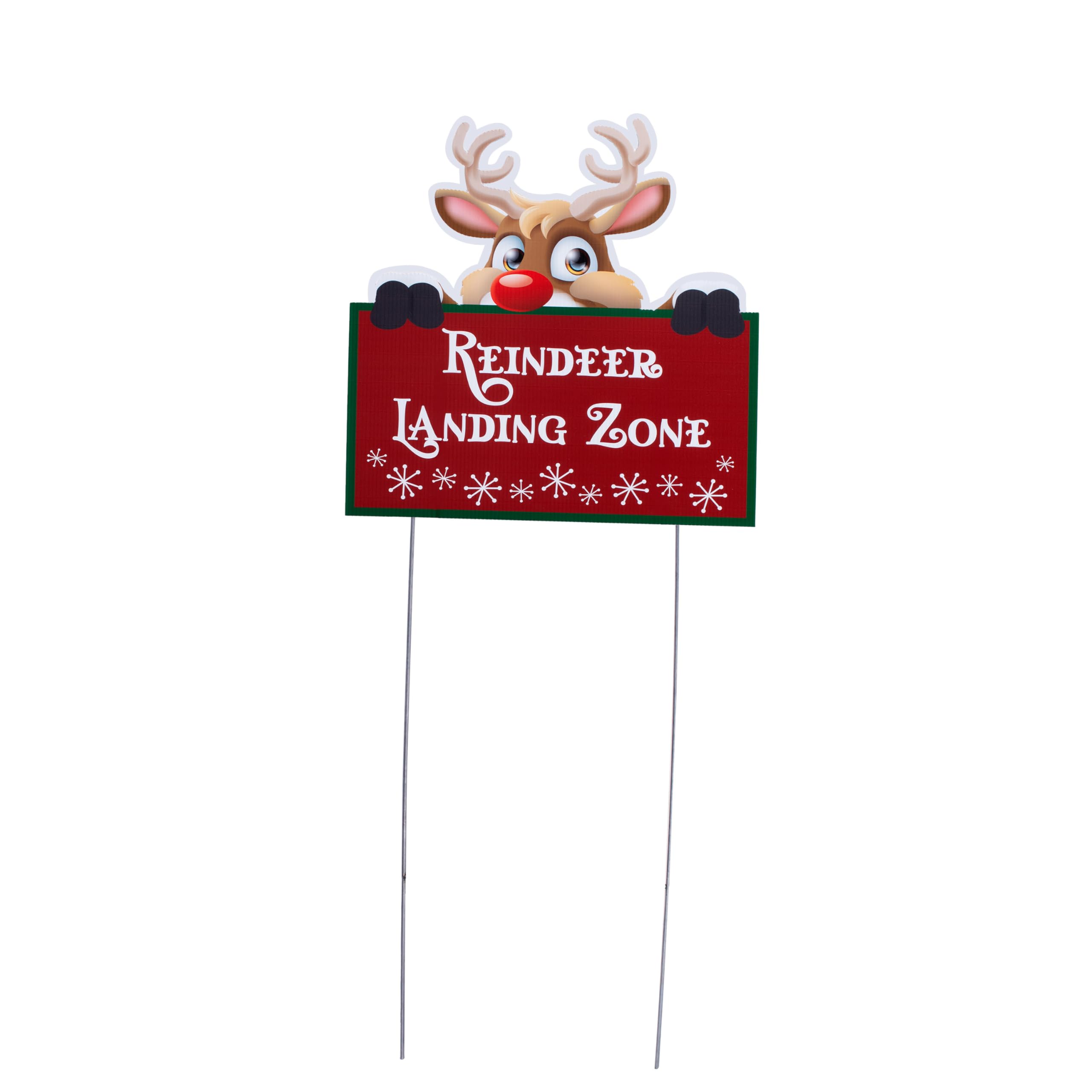 Amazon.com: Reindeer Landing Zone Yard Sign, Christmas Sign Kit, Lawn ...
