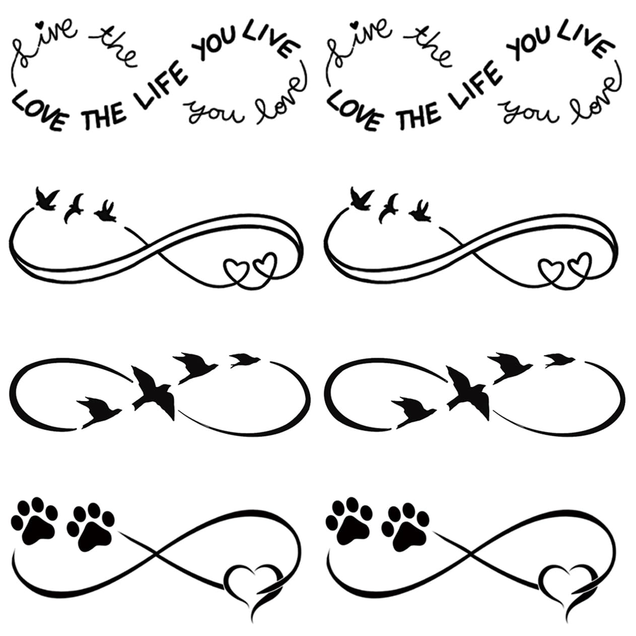 Amazon.com : Oottati Small Cute Temporary Tattoo Sticker Set of 2 ...