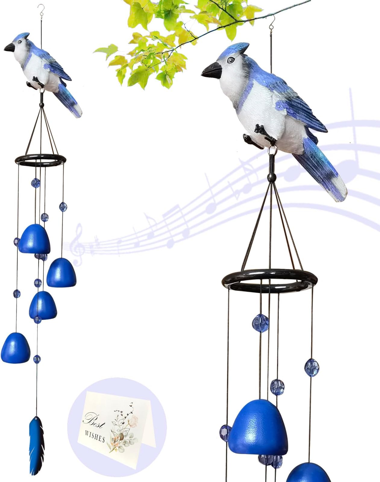 Amazon.com : Kewfut Blue Jay Wind Chimes for Outside, Blue Bird Wind ...