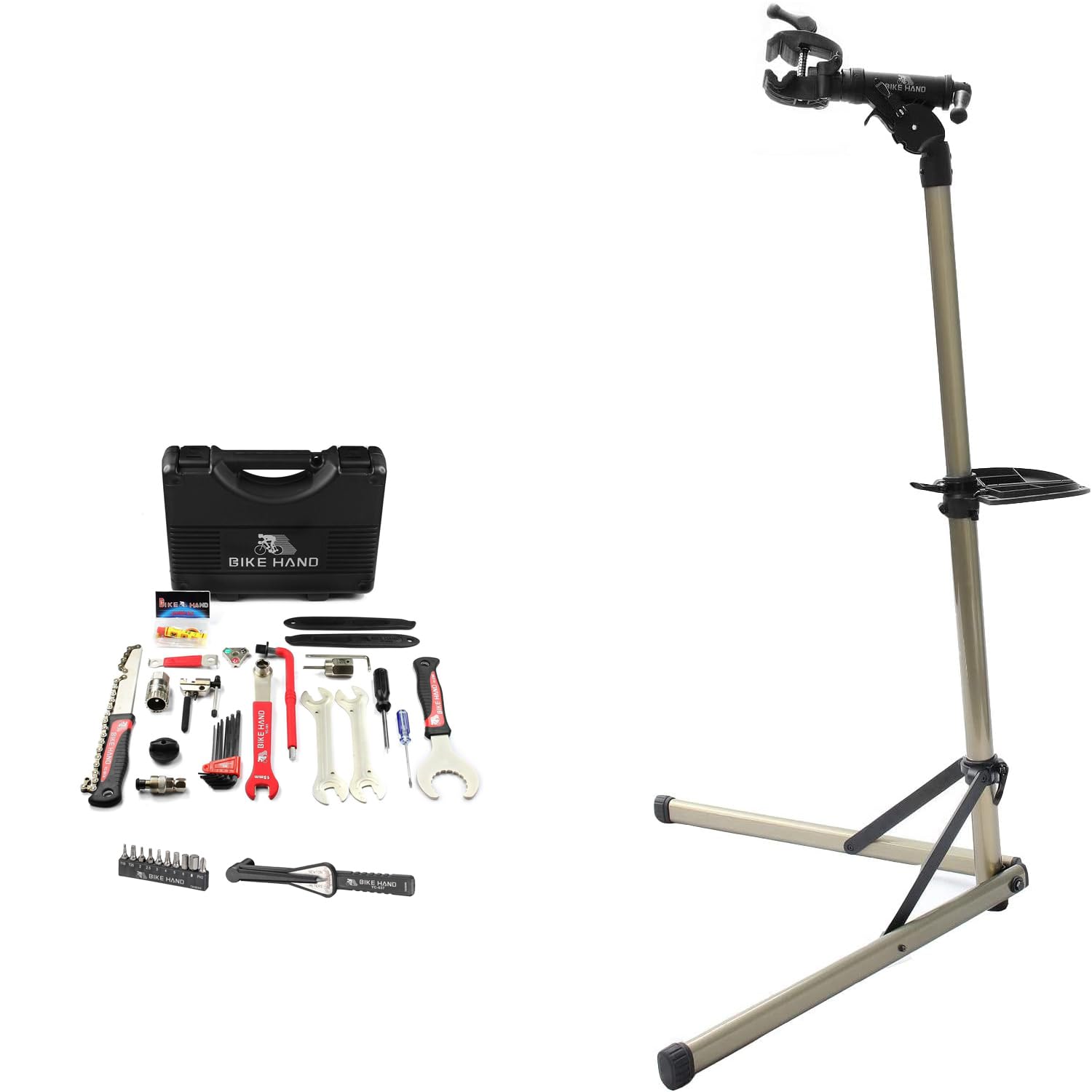 Amazon.com : BIKE HAND 55 lbs Repair Stand 19 Piece Tool Kit Bundle ...