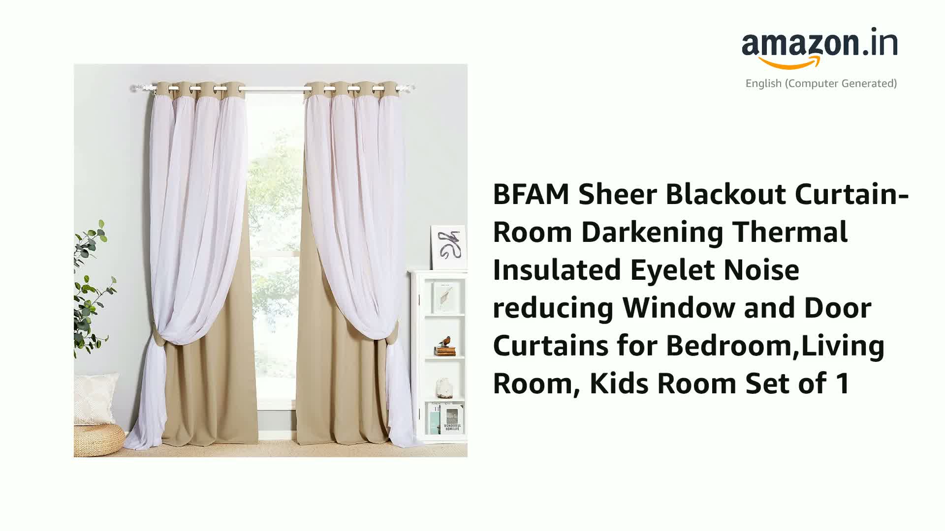 Watch BFAM Sheer Blackout Curtain-Room Darkening Thermal Insulated ...