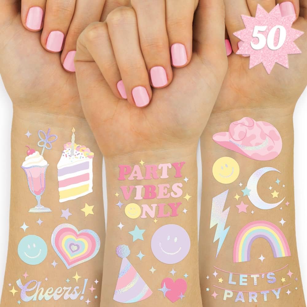xo, Fetti Pastel Rainbow Temporary Tattoos - 50 Iridescent Foil Styles ...